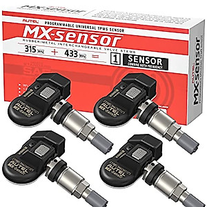 Autel TPMS Sensor Set of 4, MX-Sensor 2in 1 Dual Frequency 315MHz + 433MHz Press-in OE-Level Universal TPMS Sensors Programmable by Autel TPMS Tool Compatible with TS408S TS508WF TS601 (Metal Valves)