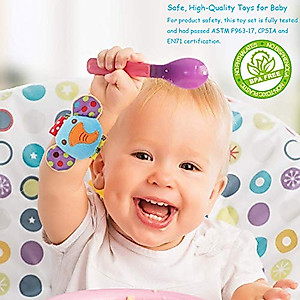 8 PCS Baby Rattle Toy Set, Wrist Rattles Foot Finder Rattle Sock, Arm Hand Bracelet Rattle, Feet Leg Ankle Socks,Present Gift for Newborn Infant Babies Boy Girl (8 pcs-A)