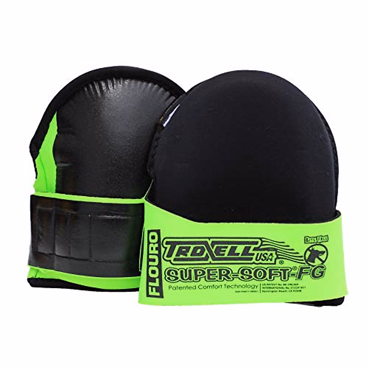 TROXELL USA - SuperSoft Knee Pads Hi-Viz Fluorescent Green (Large Size/Bagged in Pairs)