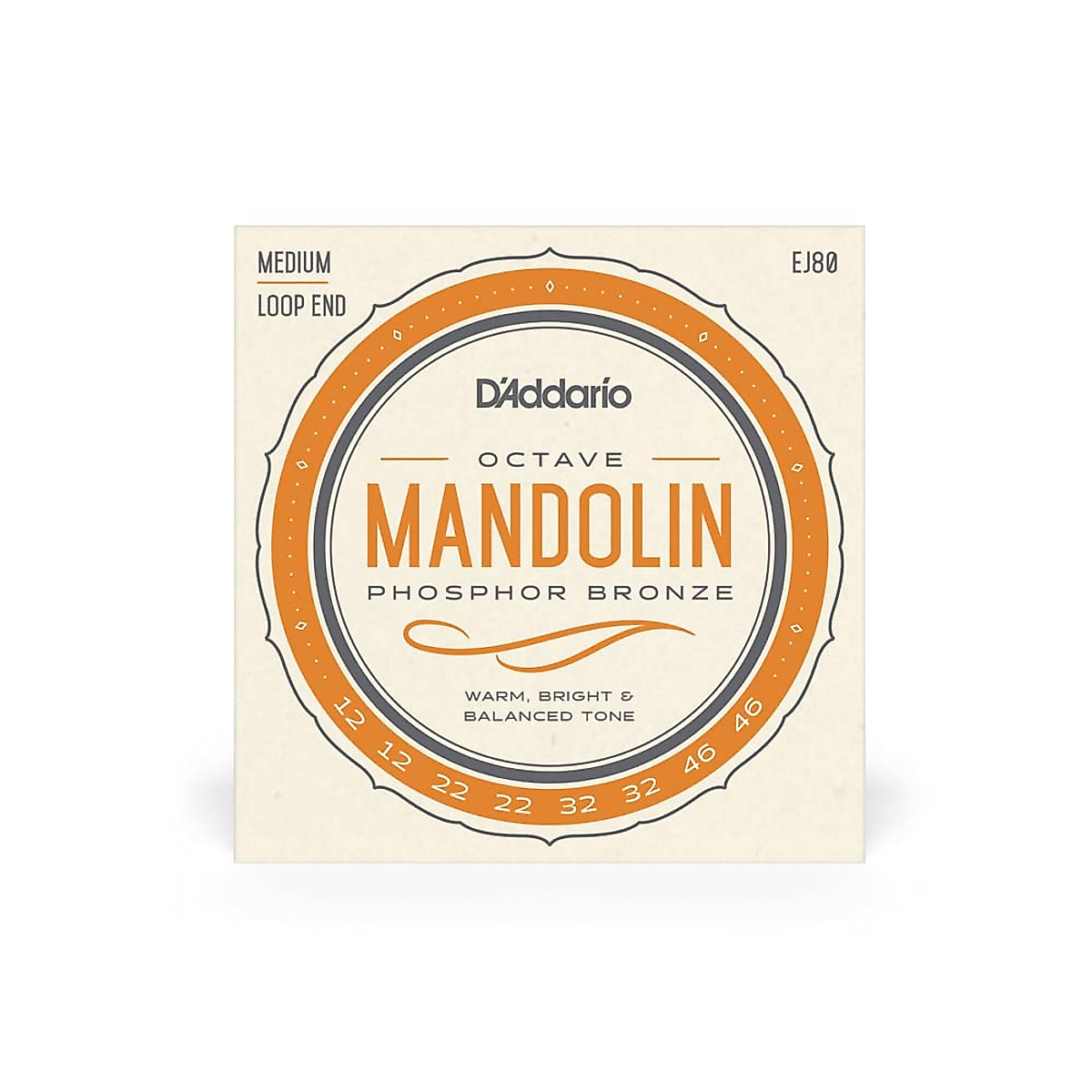 D'Addario EJ80 Octave Mandolin Strings, Medium, 12-46 Phosphor Bronze