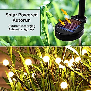 LURIVA 4 Pack Firefly Solar Garden Lights, Solar Lights for Outside, Solar Lights Outdoor Waterproof, Outdoor Solar Lights, Patio Yard Garden Decor Lights, Warm White