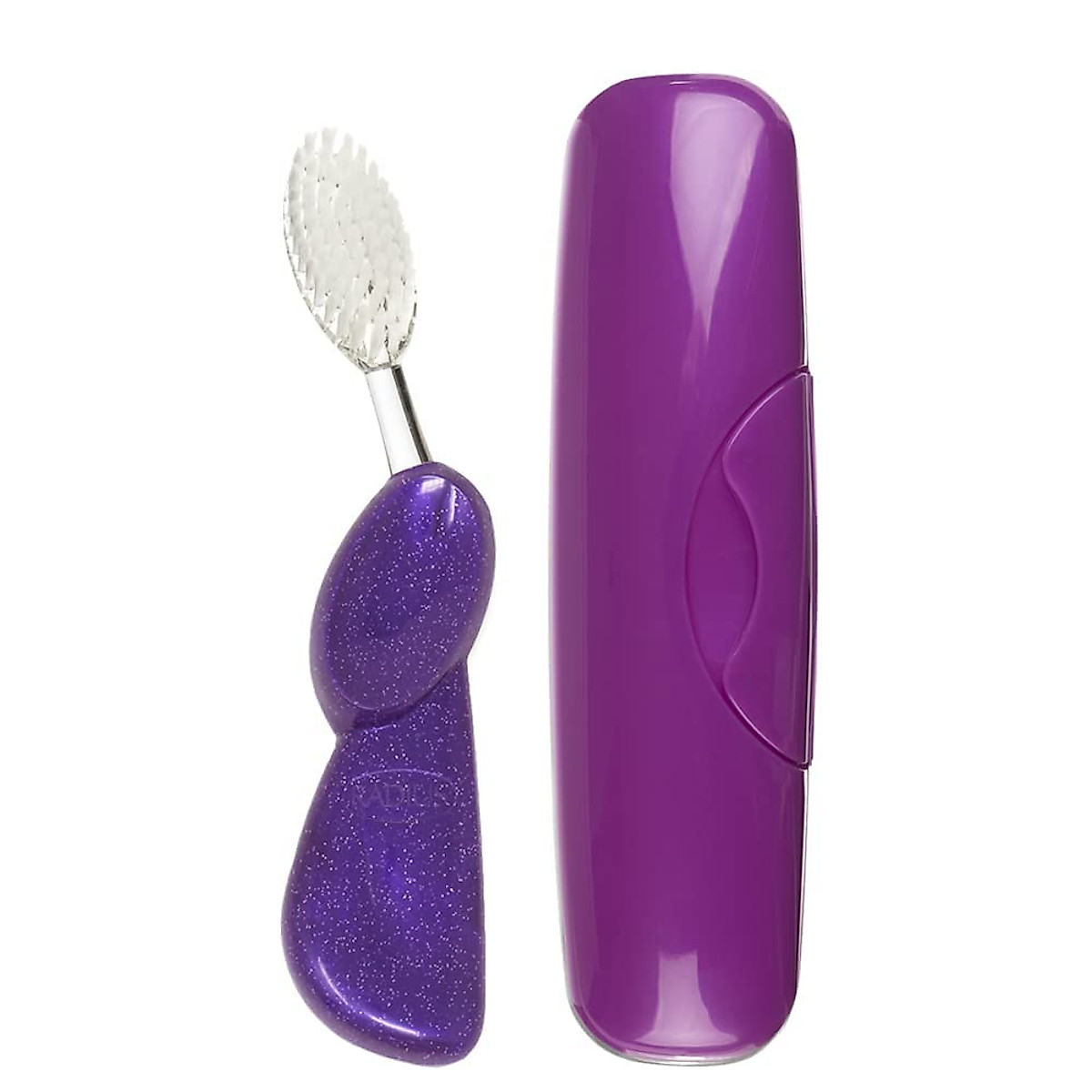 RADIUS Toothbrush Big Brush with Replaceable Brush Head BPA Free ADA Accepted - Left Hand - Purple Brush with Purple Case
