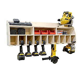 CHOOSE YOUR SIZE: Cordless Drill Organizer with Accessories Workspace, Wall Mounted Cordless Tool Holder, Power Tool Storage, Tool Storage, Garage Tool Storage, Father's Day, Gift (6 Drill Slots)