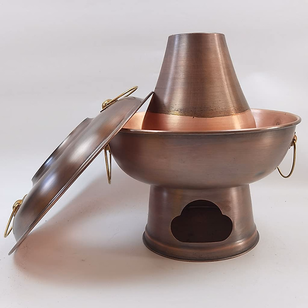 Chafing Dishes Old Beijing Copper Hot Pot,Old Style Full Copper Hot Pot, Charcoal Heating, Suitable for Family Dinner, Friends Gathering, Camping, New Year Gift (Color : Brass, Size : 36cm)