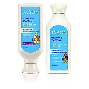 JASON All Natural Organic Biotin Shampoo and Conditioner For Hair Growth and Stopping Hair Loss 16 fl. oz. each, Packaging may vary