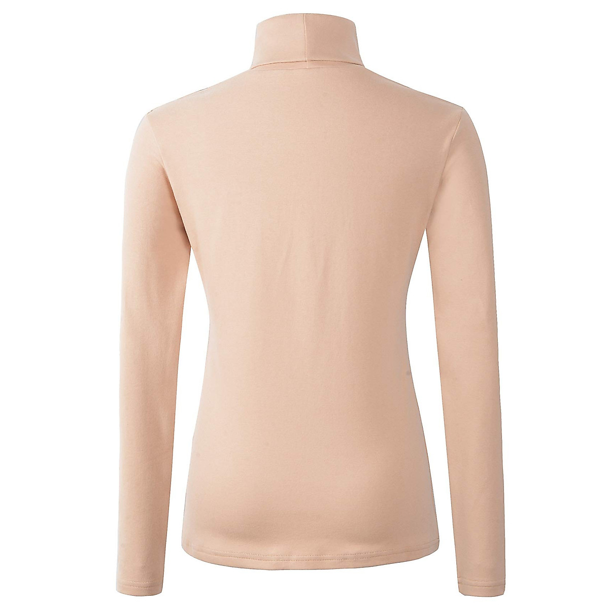 HieasyFit Women's Cotton Turtleneck Top Basic Layering Thermal Underwear(Beige L)