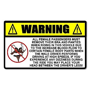 Funny Warning No Bra & Panties Decal Sticker JDM Car Truck Drifting SUV 5"