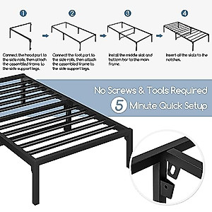 Yaheetech 13 Inch Twin Metal Platform Bed Frame Mattress Foundation with Ultra-Durable Steel Slat Support/Easy Assembly/No Box Spring Needed/Black