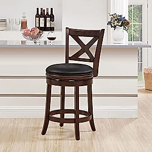 Ball & Cast Upholstered Swivel Counter Height Bar Stools 24 Inch Seat Height Kitchen Stool Chairs, Cappuccino