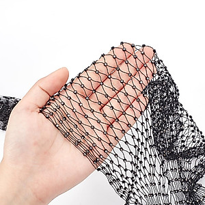 WADORN 1 Yard Rhinestone Fabric, Black Stretchable Polyester Rhinestone Mesh Fishnet Fabric for Clothing Accessories Rhinestone Mesh Tulle Crafts for Bag Making Party Dress Curtains Design Decoration