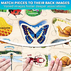 QUOKKA Toddler Puzzles Ages 2-4 in a Bag – 6 Montessori Wooden Puzzles for Toddlers 3-5 Year Old – Preschool Wood Game for Boys and Girls 4-6 – Gift for Learning Realistic Animals Fruits Vehicles