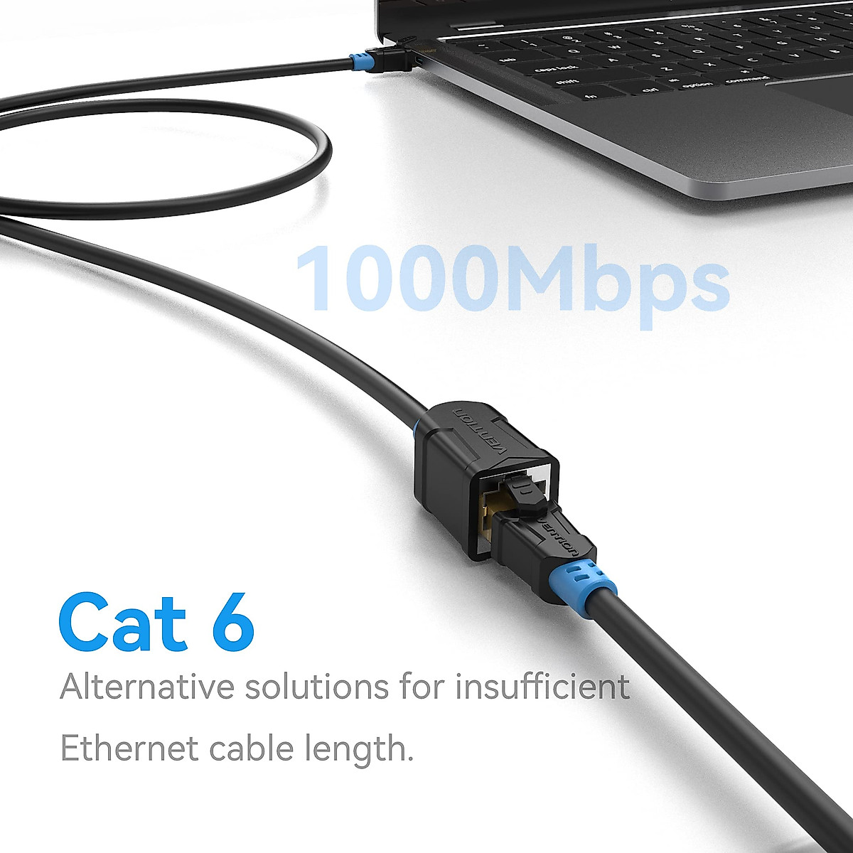 VENTION Cat 6 Ethernet Extension Cable, 6.6ft/2m Cat6 RJ45 Extender Male to Female Network Cable Shielded Computer LAN Connector SSTP Patch Cable