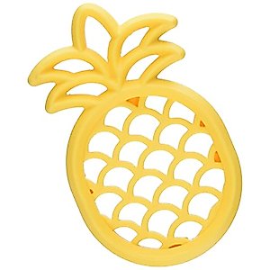 Itzy Ritzy Silicone Baby Teether – BPA-Free Infant Teether with Easy-to-Hold Design & Textured Back Side to Massage & Soothe Sore, Swollen Gums - Teething Toy for 3 Months & Up - Pineapple
