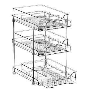 JUJEKWK Bathroom Storage 3 Tier, Clear Under Sink Organizer, Bathroom Organizers Under Sink, Bathroom Accessories, Bathroom Decor, Drawer Organizer