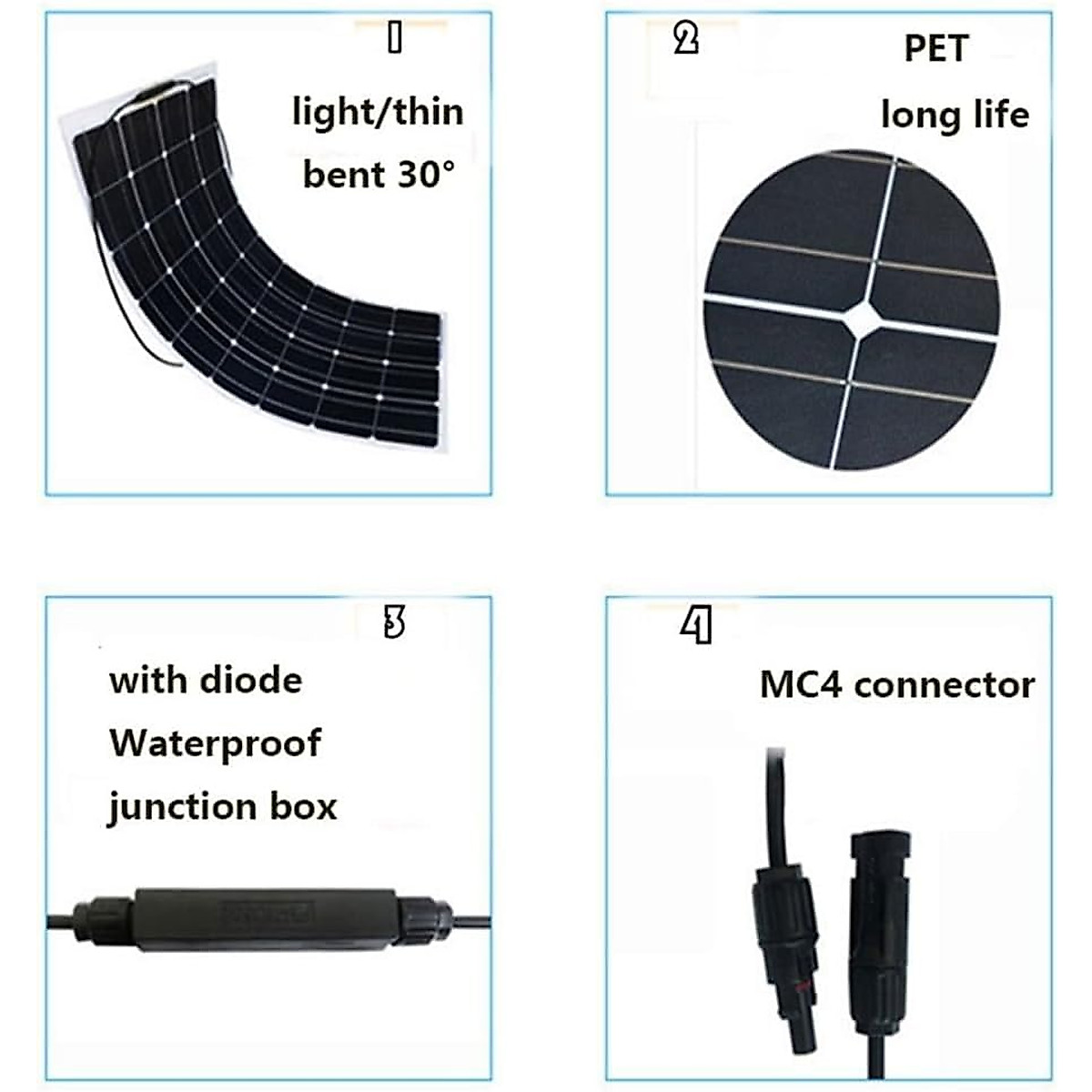 CAJUCA Flexible Solar Panel, 100 Watt 18 Volt Monocrystalline Bendable Solar Charger, Portable Solar Board for RV Tent Roof