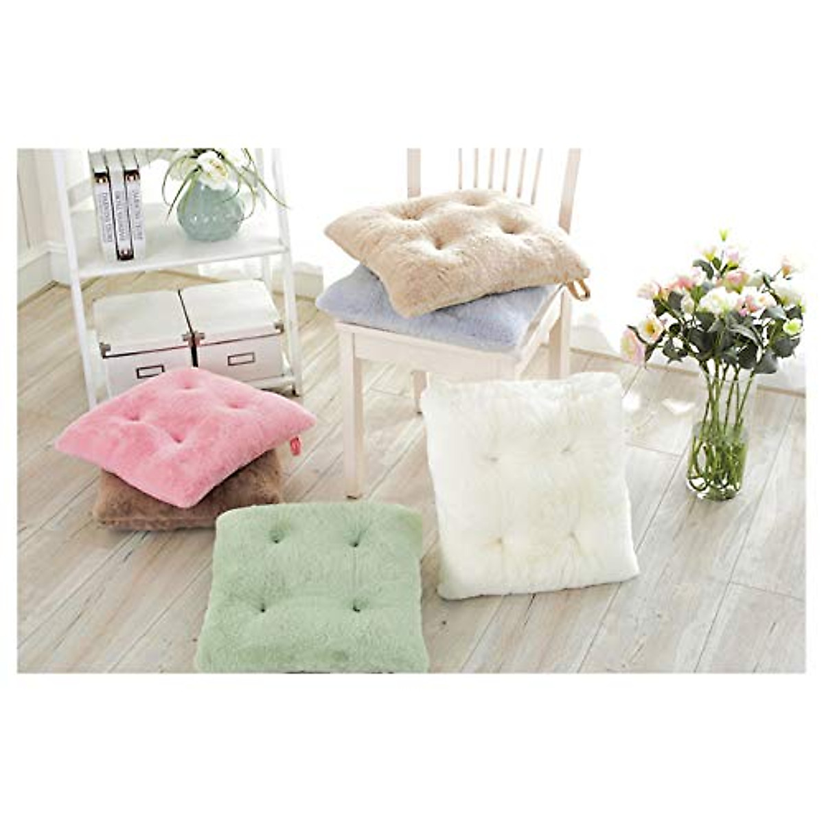 Tourequi Warm Nonslip Plush Wearproof Seat Cushions Thicken Office Winter Stool Pads (Pink)