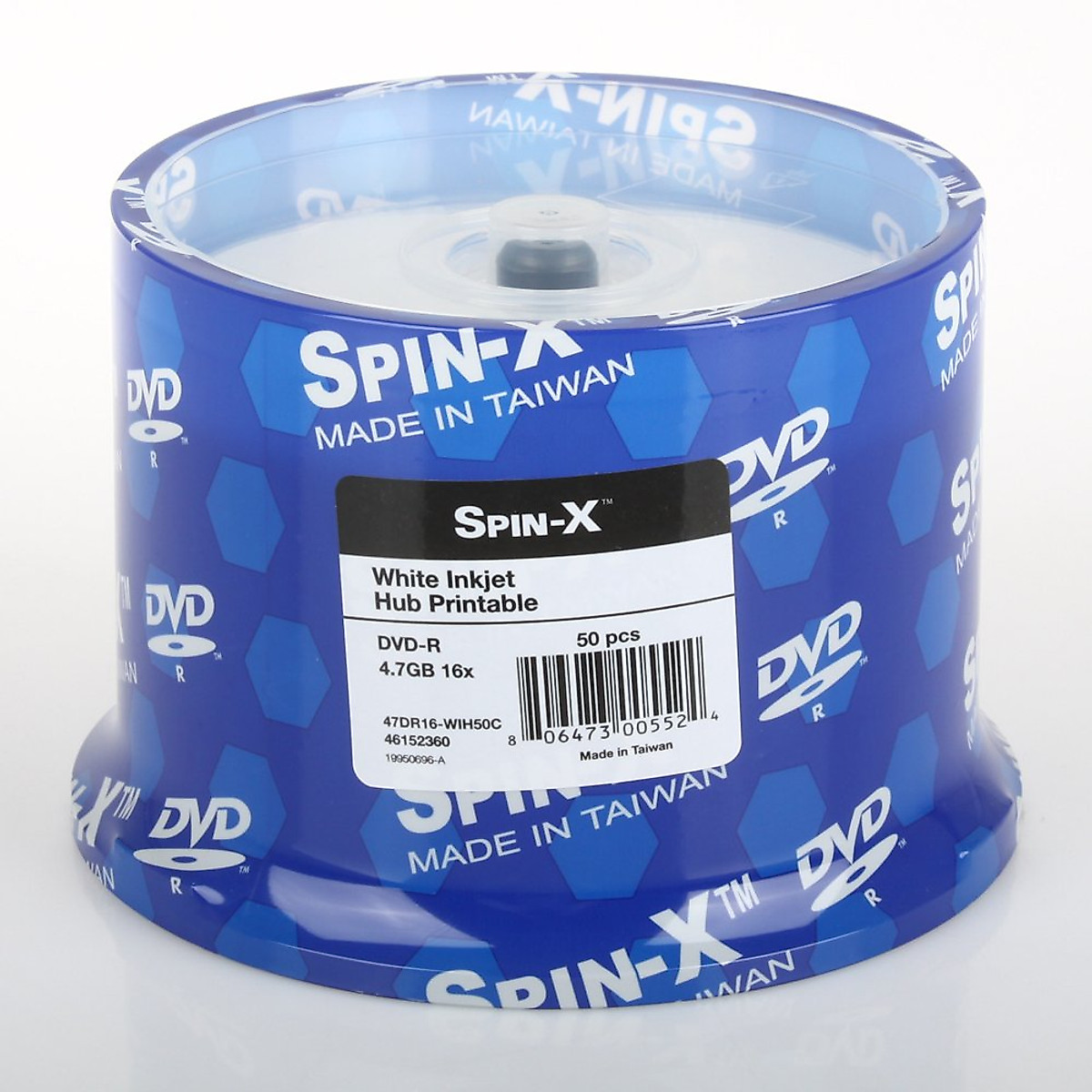 Spin-X 100 16X DVD-R 4.7GB White Inkjet Hub