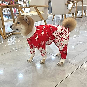 Xqpetlihai Christmas Dog Clothes Dog Onesie Surgery Recovery Suit Dog Pajamas for Large and Medium Dog (M,CH)