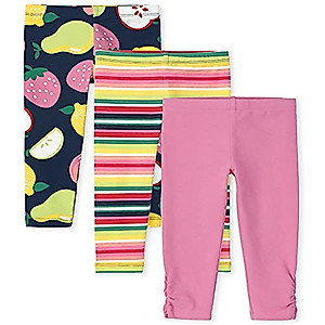The Children's Place Baby Girls and Toddler Print Knit Leggings 3-Pack Pants, Tidal, 3T US