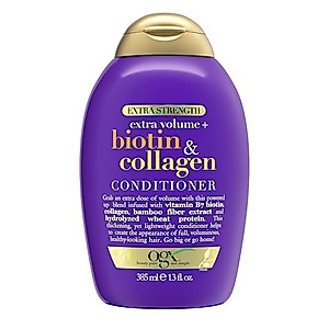 OGX Extra Strength Biotin and Collagen Conditioner, 13 fl oz, Sulfate-Free, Thicker, Fuller Hair