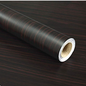 REDODECO Dark Brown Maple Wood Grain Adhesive Paper Peel and Stick Shelf Liners Wallpaper Cabinet Door Wardrobe Imitation Wood Thick Wall Stickers 15.8inch by 98inch