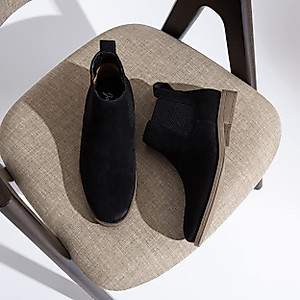 Jousen Men's Chelsea Boots Casual Suede Fall Ankle Boots Simple Style Boots for Men Size 10 (AMY658A Black 10)