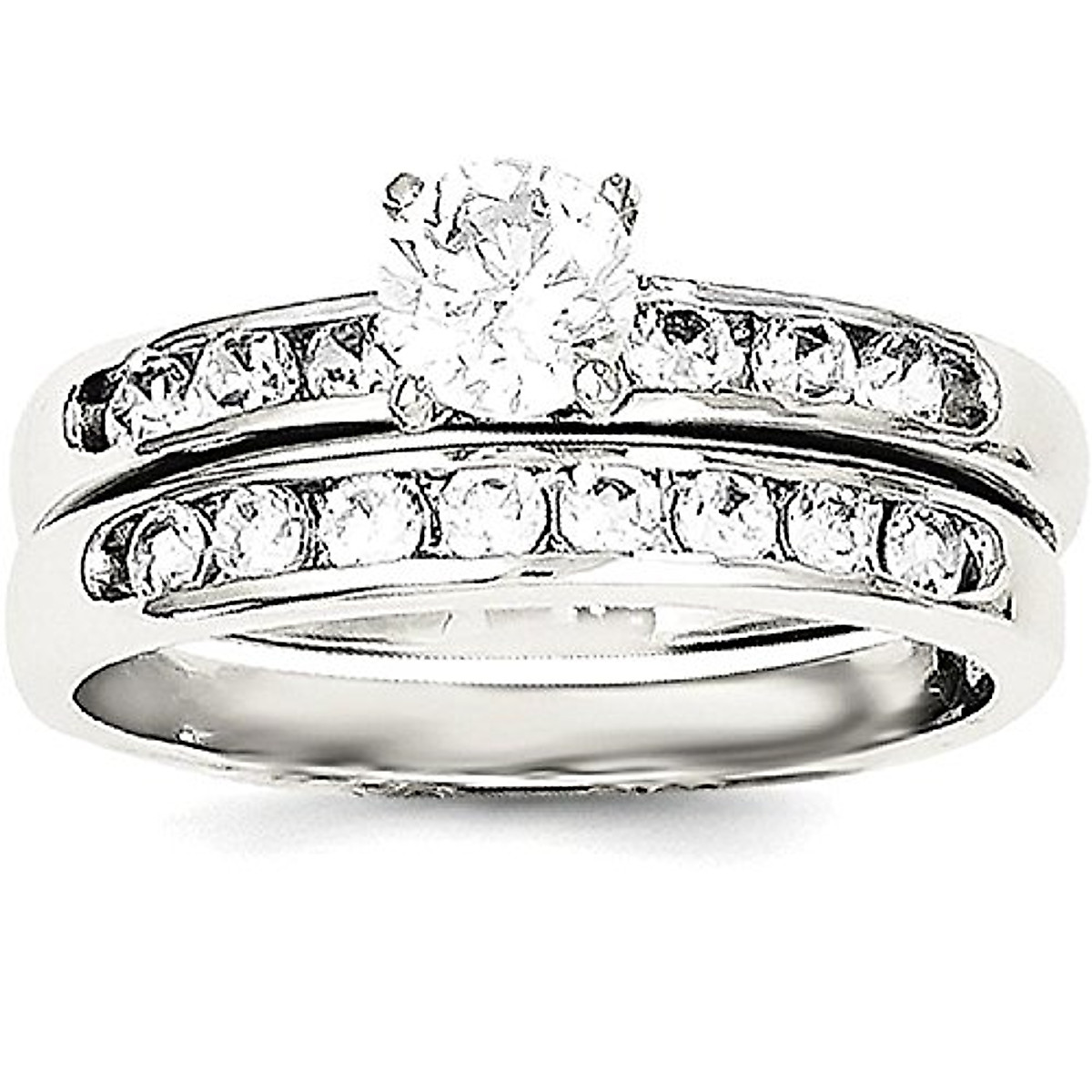 IceCarats 925 Sterling Silver Cubic Zirconia CZ Wedding Band Engagement Ring Bridal Jewelry Set