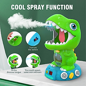 EagleStone Movable Dinosaur Shooting Toys for Kids 5-7 with Spraying, Electronic Target Game Toy with 2 Pump Guns, 48 Foam Balls, Party Favor Christmas Toys with Score Record, Sound