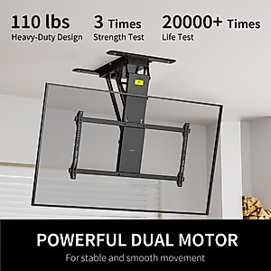 VIVO Electric TV Ceiling Mount for 40 to 85 inch Screens, Large Flip-Down Motorized Pitched Roof VESA Mount, Master Pack, Black, MOUNT-E-FD85