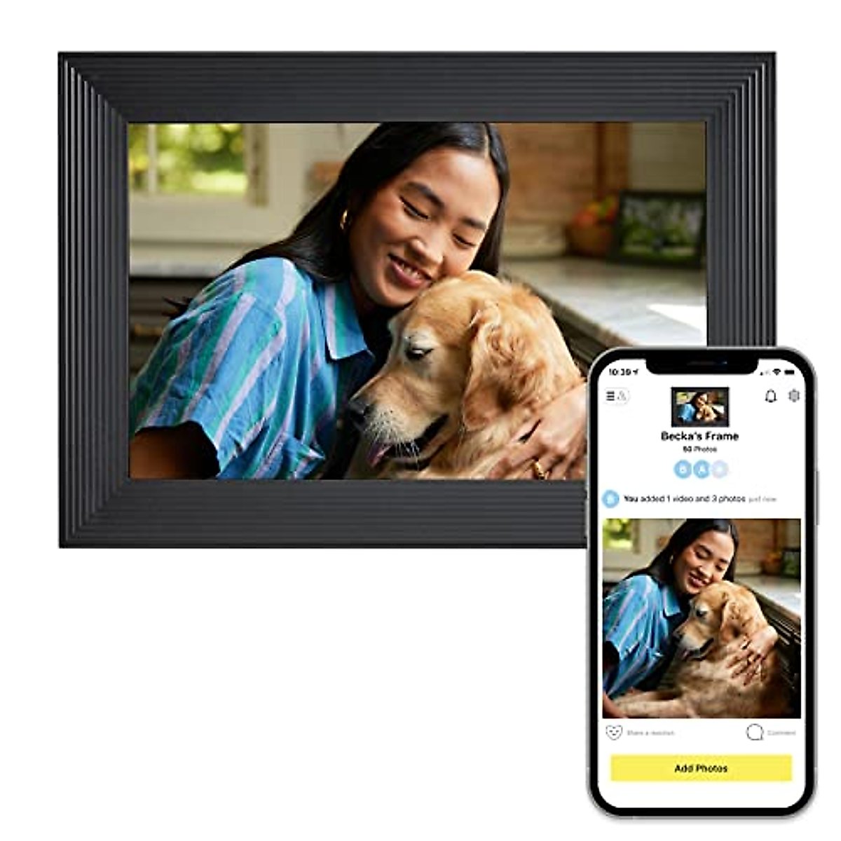 Aura Carver WiFi Digital Picture Frame | The Best Digital Frame for Gifting | Send Photos from Your Phone | Quick, Easy Setup in Aura App | Free Unlimited Storage | Gravel