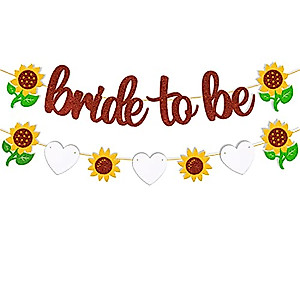 Sunflower Bridal Shower Banner Bride-to-be Sunflower Garland for Engagement Wedding Bachelorette Hen Party Supplies Glitter Gold Brown Decorations