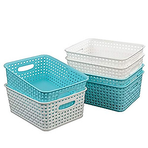 Vababa Plastic Storage Baskets/Storage Bins, Pack for 6