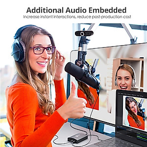 SIIG USB 3.0 HDMI A/V Capture Card with 4K60 Loop Out, HDMI 4K60 Capture USB 3.0 1080p Record,Audio Extract & Microphone,for DSLR Camcorder Live Streaming,Video Conference,TAA Compliant CE-H26H11-S1