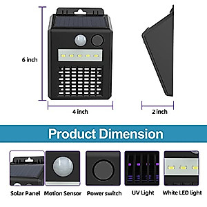 2-in-1 Solar Bug Zapper Outdoor, 2 Pack Solar Powered Mosquito Zapper with UV Light, Electric Insect Killer Fly Trap with Motion Sensor LED Lights for Outdoor Use