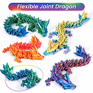 4PCS 3D Printed Easter Dragon Egg - Perfect Basket Essentials Stuffers, Prefilled Easter Eggs Filled with Toys, Articulated Crystal Dragon Fidget Toy Surprise 3D Printed Animals for Kid (4-Piece-C)