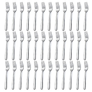 36 Pieces Dinner Forks Set (8 inch), Pleafind Forks Silverware, Stainless Steel Forks, Silverware Forks, Mirror Polished Fork Set, Small Forks for Home, Kitchen, Restaurant, Dishwasher Safe