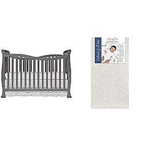 Dream On Me Violet 7-in-1 Convertible Life Style Crib Sparkling Dreams 2 in 1 Infant, Toddler/Greenguard Gold Environment Safe/JPMA Certified Infant Mattress Waterproof Vinyl Cover