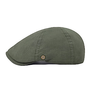 VOBOOM Cotton Flat Cap Cabbie Hat Gatsby Ivy Cap Irish Hunting Hat Newsboy (Army Green)