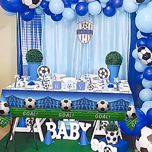 Heboland 3 Pieces Soccer Party Table Cloth,Large Size 54 x 108 Inch Rectangular Soccer Tablecloth Plastic Table Cover for Men Boys Birthday Party Decorations