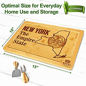 Bamboo State Cutting Board for Kitchen – New York Cheese Board, Charcuterie Platter & Serving Tray, (15" x 10")