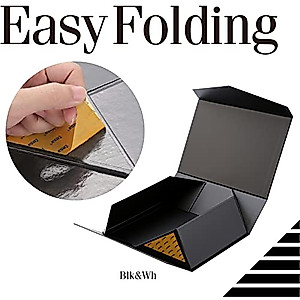 BLK&WH Gift Box 11.5x8.1x3.8 Inches, Black Gift Box with Lid, Large Gift Box, Magnetic Gift Box, Groomsman Box (Matte Black)