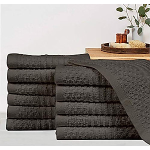 Bliss Casa Grey Washcloths Set (12 x 12 Inch, 12 Pack) – 100% Cotton Washcloths for Face, Highly Absorbent Soft Face Towels, and Quick Drying Fingertip Towels for Daily Use (Emerson, Grey)