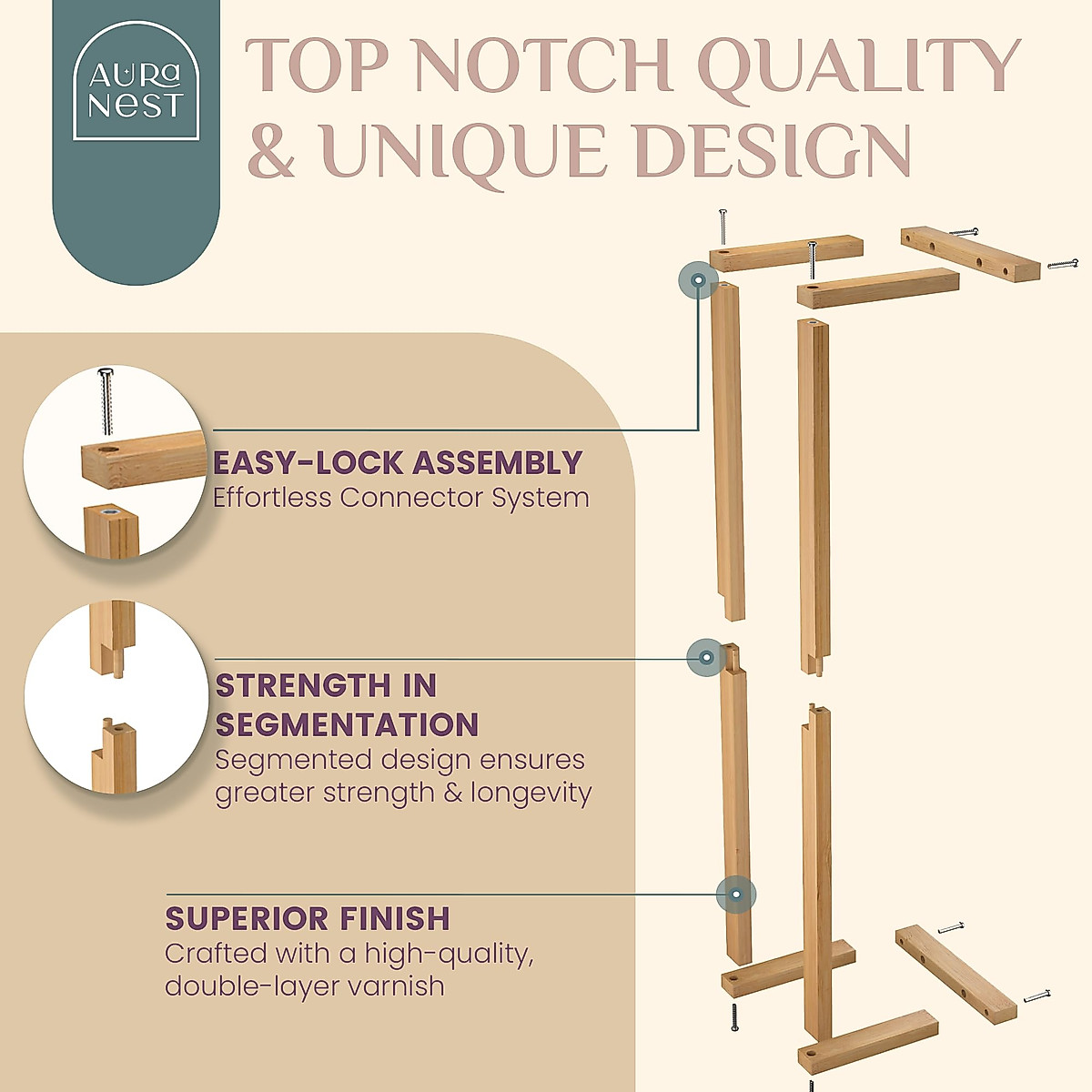 Wall Towel Rack for Rolled Towels, Bamboo Wooden Towel Racks for Bathroom Modern Wooden Towel Holder Vertical Bamboo Towel Rack Wooden Rack Guest Bath Spa Blanket Gym Mat (Natural Bamboo, Extra Large)