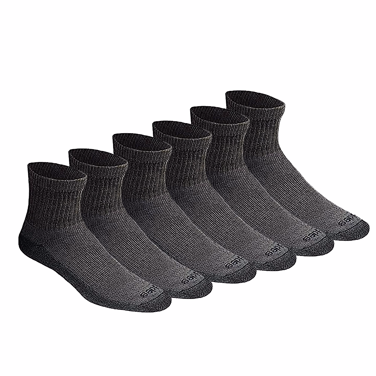 Dickies Men's Dri-Tech Moisture Control Quarter Socks, Available in M-XXL (6, 12, 18, Charcoal (6 Pairs), Large