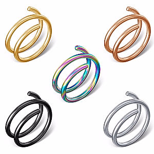 hujiling 10 Pcs 20G Double Hoop Nose Ring, Double Nose Rings Hoops Set Adjustable, 316L Surgical Steel Spiral Nose Ring for Single Piercing Nose Rings for Women Women Nose Piercing Jewelry