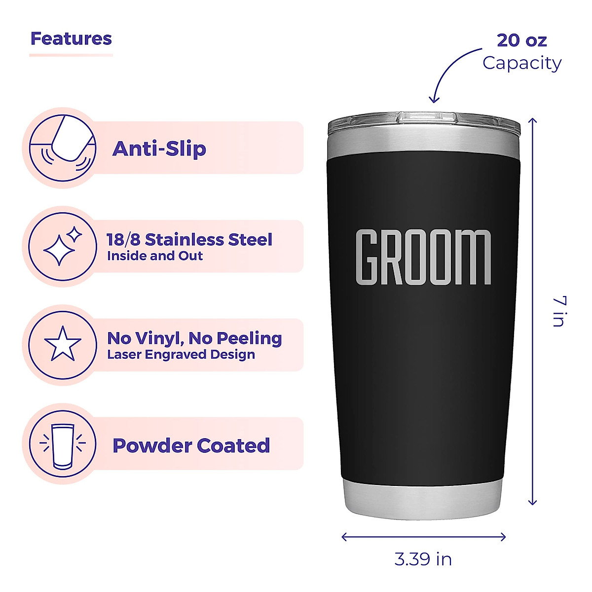 Groom Tumbler - Custom Vacuum Insulated Stainless Steel Groom Cup Mug with Lid and Straw - Cup for Fiance - Coffee Mug for Groom to Be - Groom Travel Tumbler - Engagement Tumbler - Newly Engaged Son