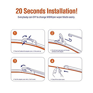 WOWIPER OE Quality Windshield Wiper Blades - 28 and 14 inch (Set of 2), Metal Base for 300% More Stable, for Hyundai Elantra 2016-2011 /Toyota Corolla 22-20 Prius C 19-12 /Honda Fit 22-09 +More