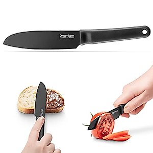 Dreamfarm Kneed | Cutting, Spreading and Scooping Knife with Built-in Plastic Wrap Cutter | Multi-Purpose Knife with Protective Cover | Black