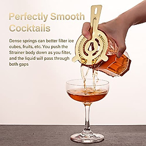 Eligara Hawthorne Strainer - Stainless Steel Cocktail Strainer with High-Density Spring, Bartenders Tool - Drink Strainers for Boston Shakers & Mixing Glasses (Gold)