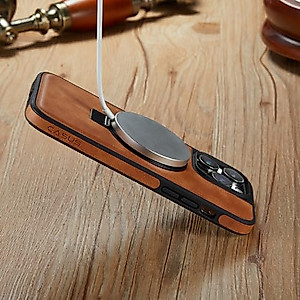 Casus Designed for iPhone 15 Pro Max Case Compatible with MagSafe Kickstand Vegan Leather Slim Classic Luxury Elegant Thin Protective Cover (2023) 6.7" (Brown)